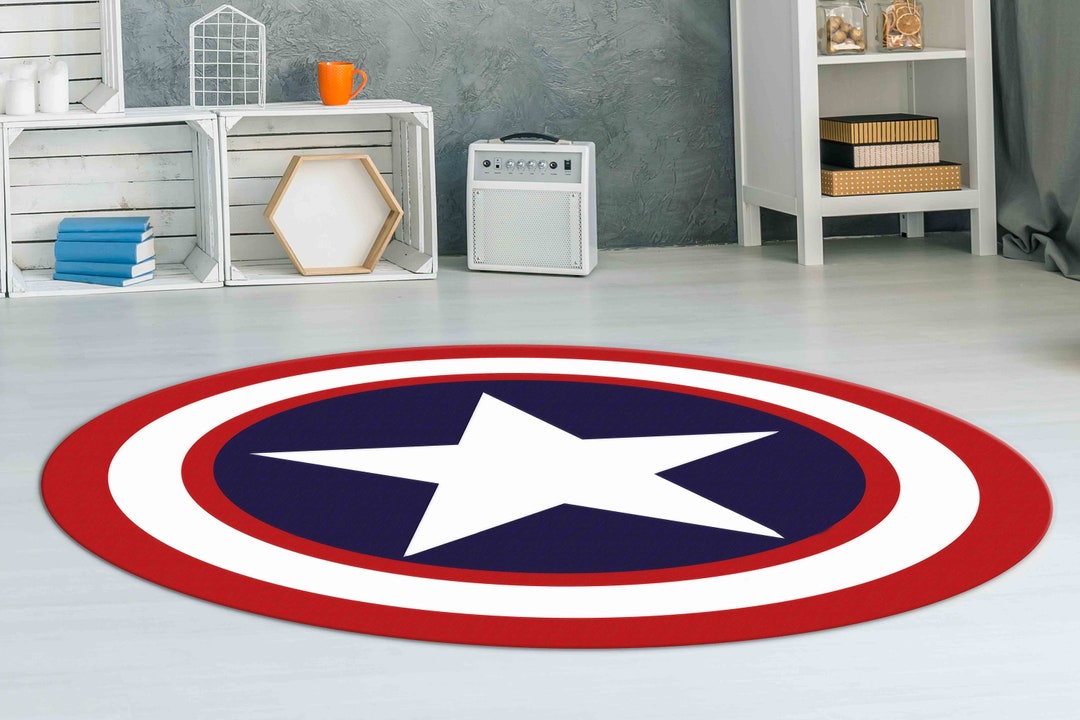 Captain America Rug, Boy Room Rugs, Movie Room Rug, Modern Rug ...