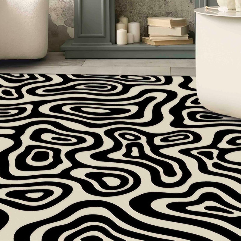 Black and White Rug - Etsy