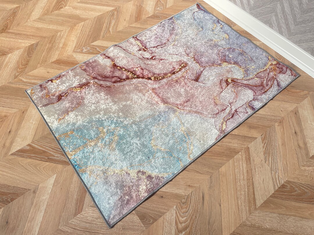 Pink Marble Rugs, Soft Tones Marble Rugs, Marble Rug, Thin Rug, Non ...