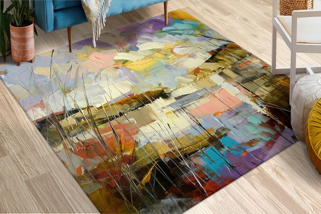 Abstract Landscape Painting Rug, Oil Painting Rug, Abstract Landscape ...