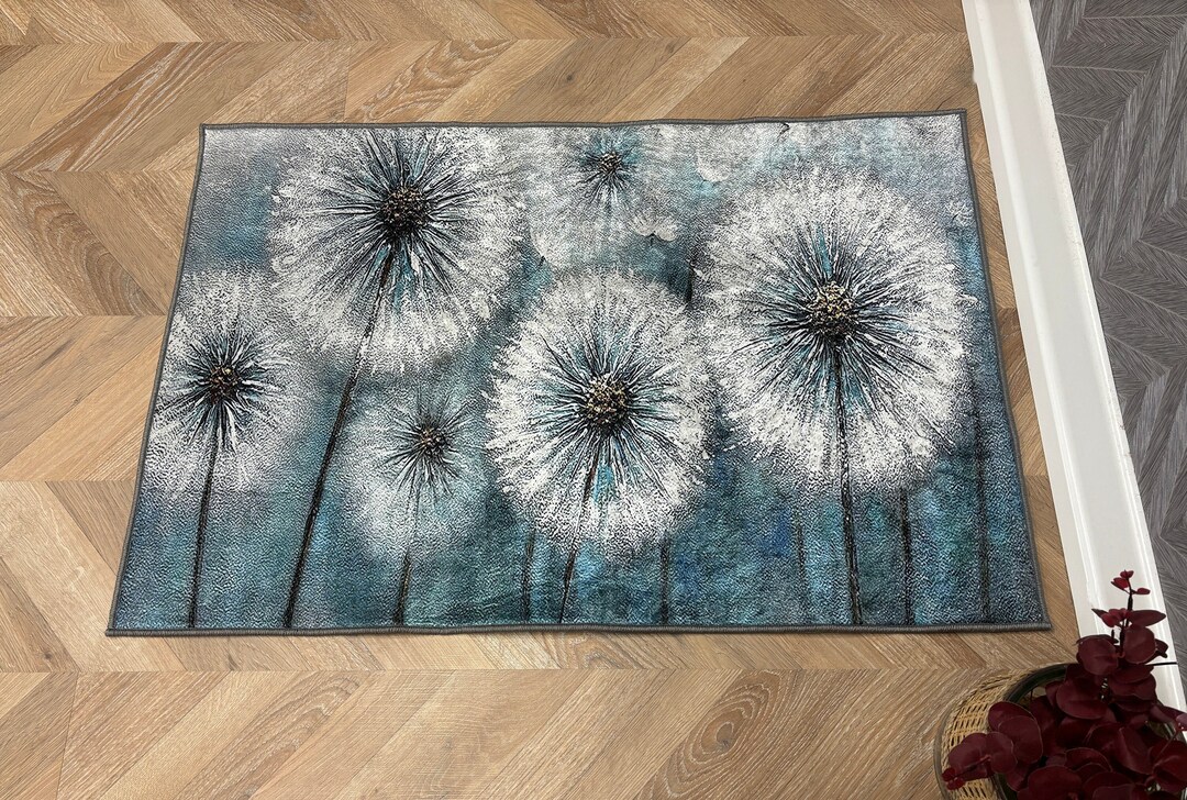Dandelion Rug, Dandelion Lover Gift Rugs, Modern Rugs, Botanical Rug ...