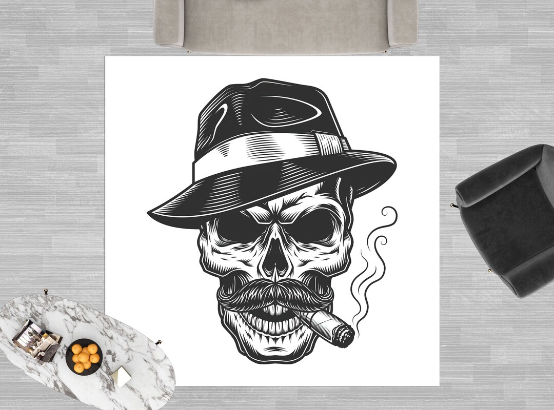 Skull Man Rugs, Smoking Rug, Skull Design Rug, Modern Rugs, Pet ...