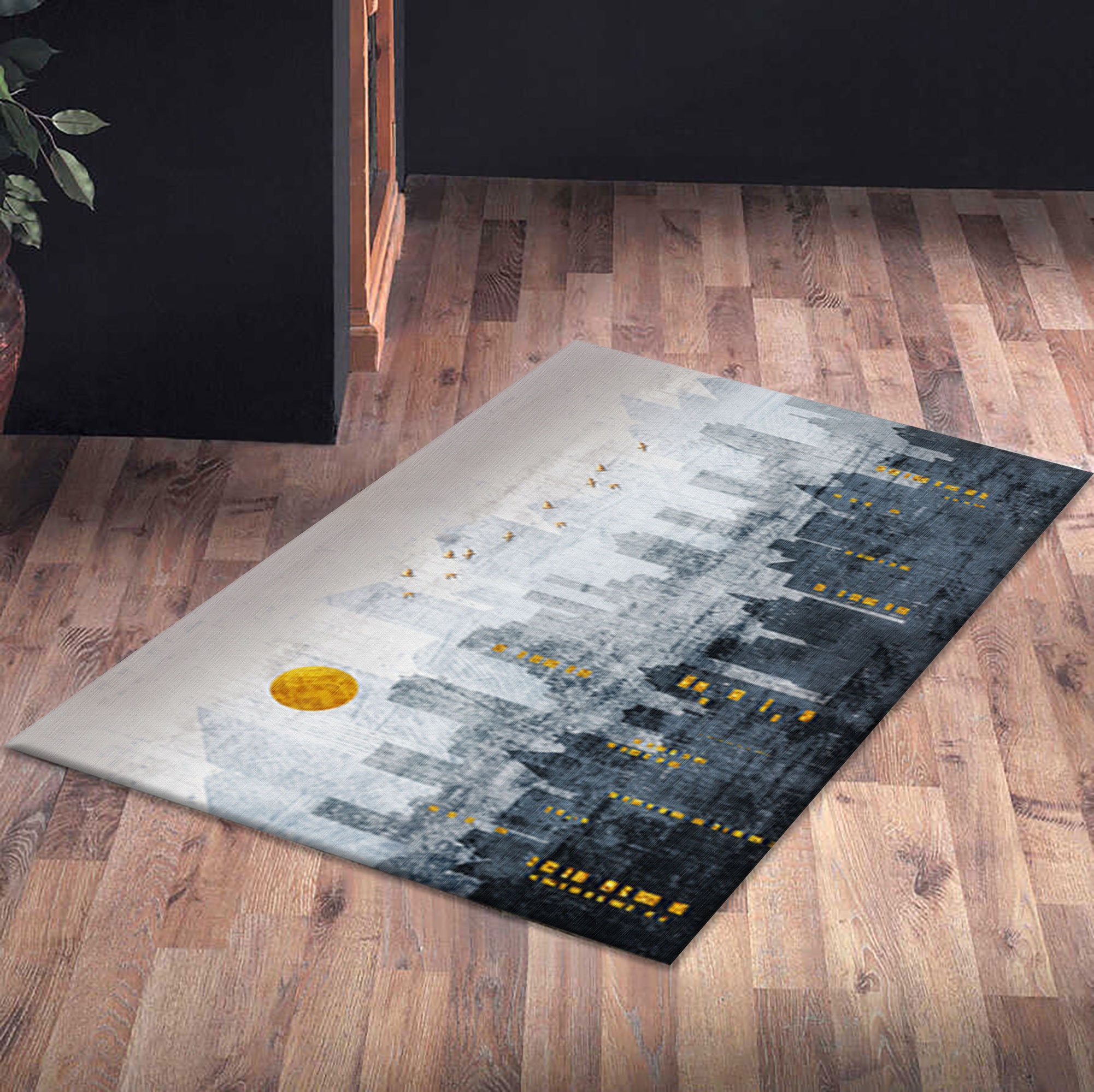 Abstract City Landscape Rugs, City Silhouette Rugs, Citscape Rug ...