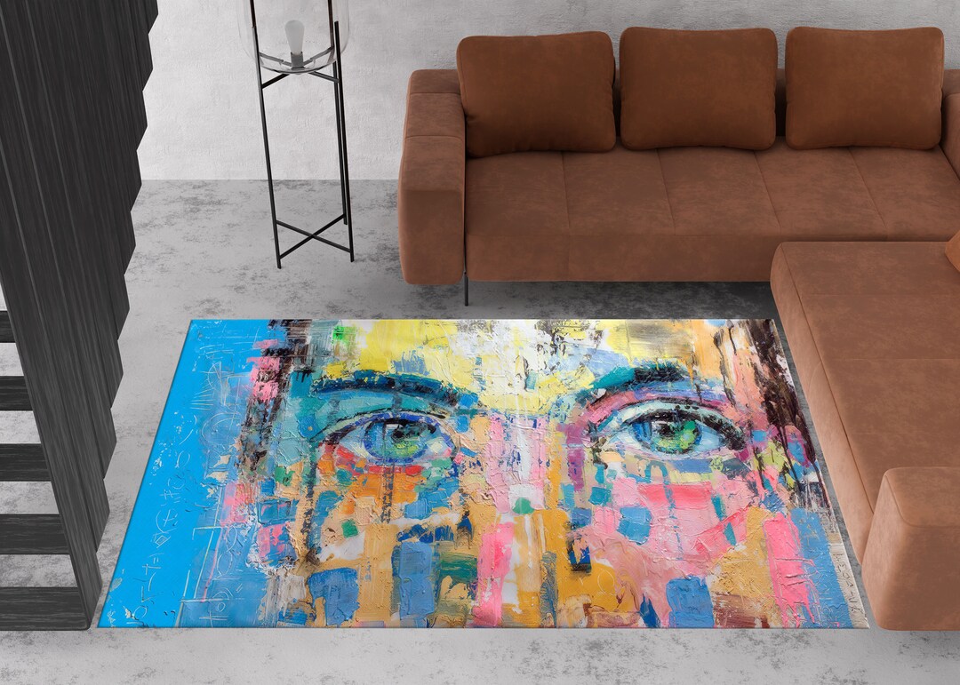 Colorful Man Face Rugs, Man Rugs, Colorful Abstract Rugs, Modern Rugs ...