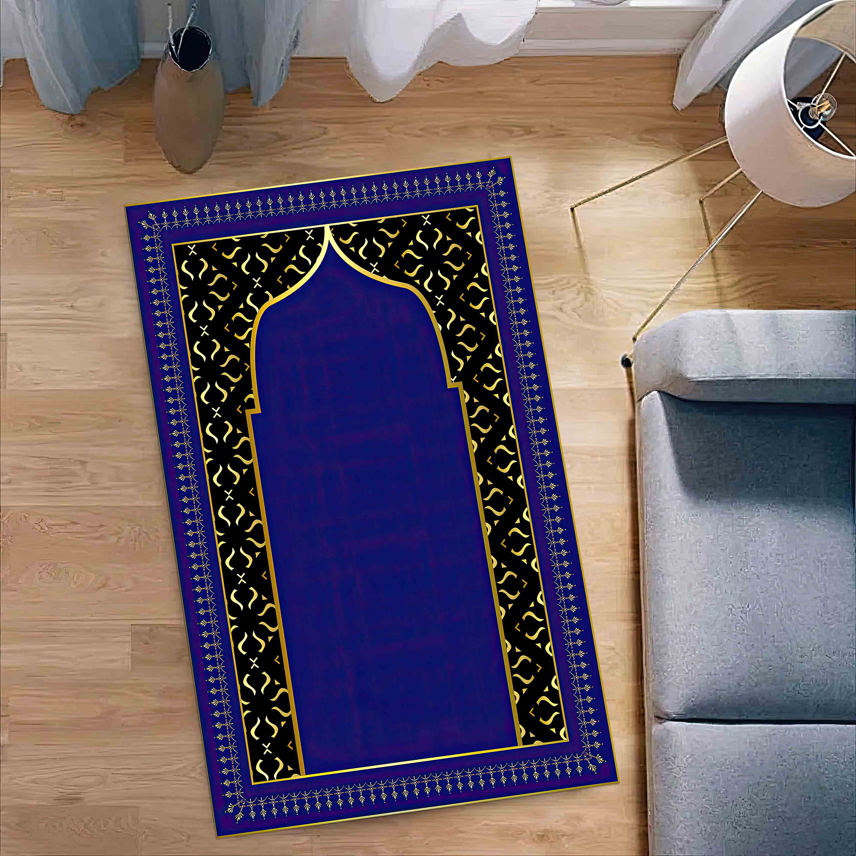 Blue Payer Rug, Gold Prayer Rug, Luxury Prayer Rug, Religious Rug ...