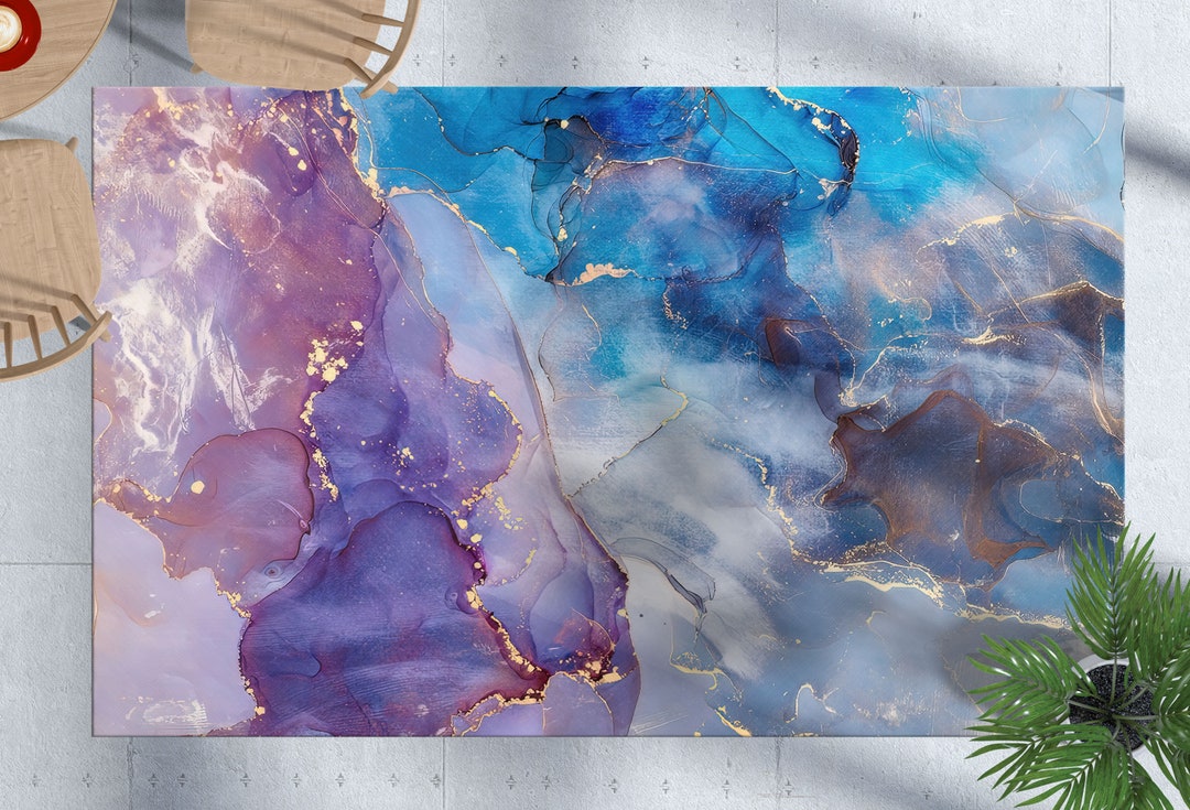 Purple and Blue Marble Rugs, Blue Marble Rug, Purple Marble Rug, Modern ...