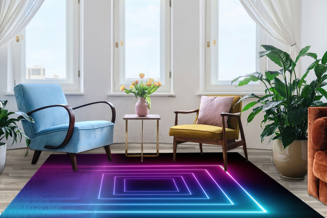 Neons Rugs, Another Dimension Rug, Tunnel Neon Lights Rugs, Modern Rug ...