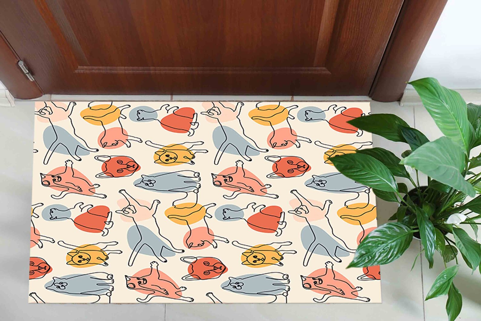 Cat Pattern Rug, Boho Rug, Cat Lover Rug, Animal Rug, Machine Washable ...