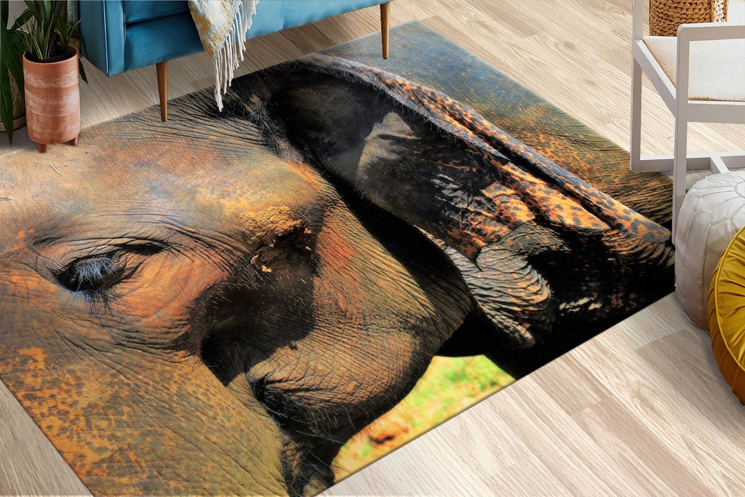 Old Elephant Rug, Wild Elephant Rugs, African Animal Rug, Animal Rug ...