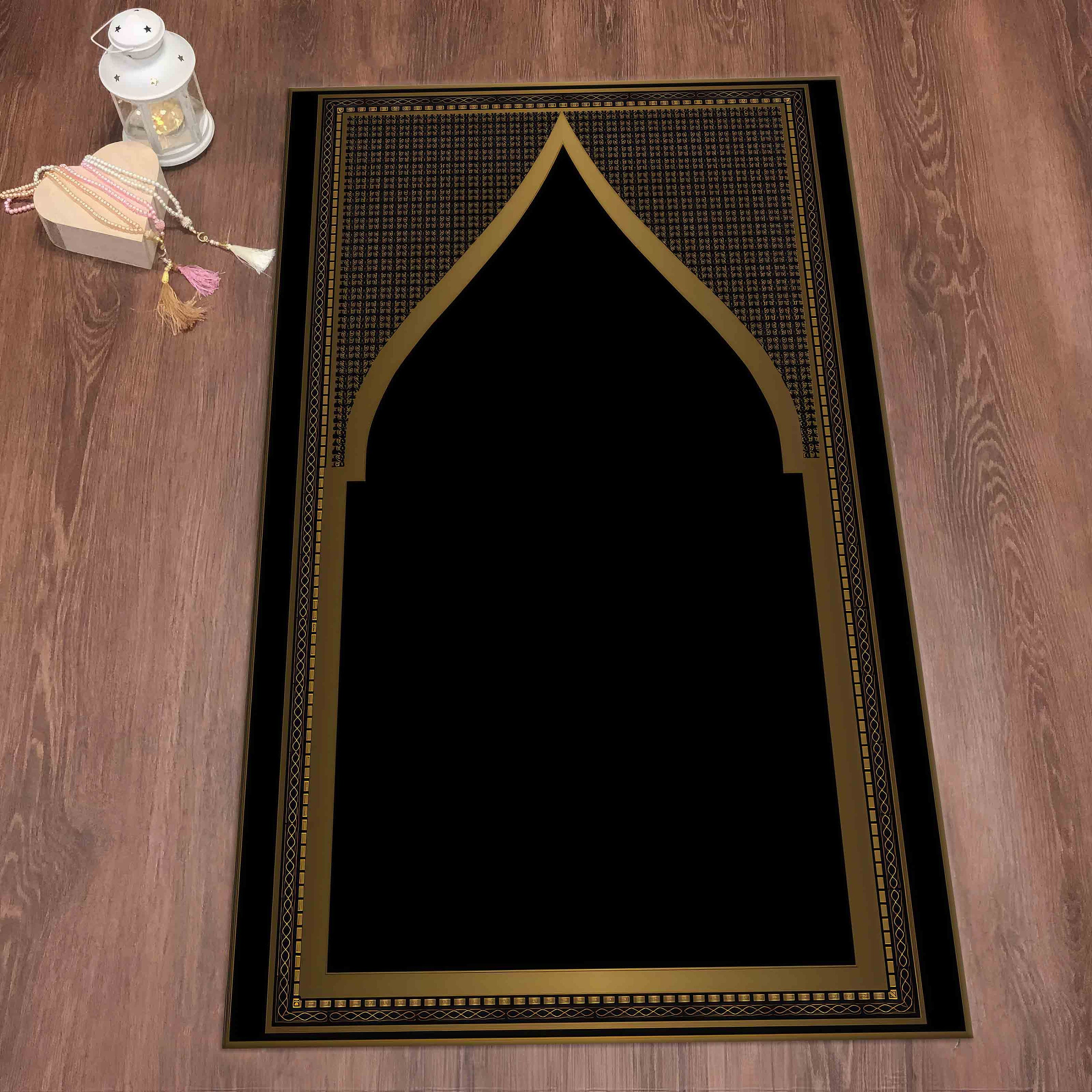 Gold Prayer Rug, Black Rug, Religious Rug, Gift Rug, Islamic Rug ...
