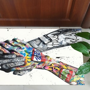 Couple Holding Hands Graffiti Painting Rug, Couple Gift Rug, Lover ...