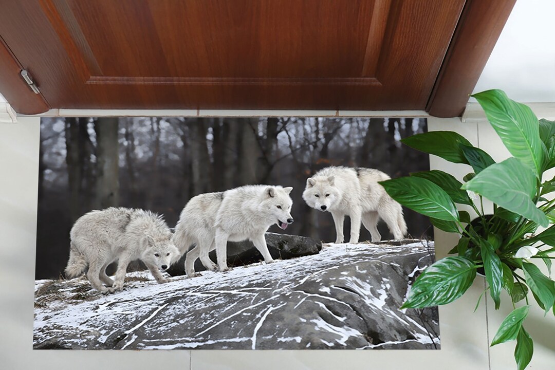 Three Wolfs Rug, Wolf Lover Gift Rugs, Wolf Rug, Animal Rug, Anti-slip ...