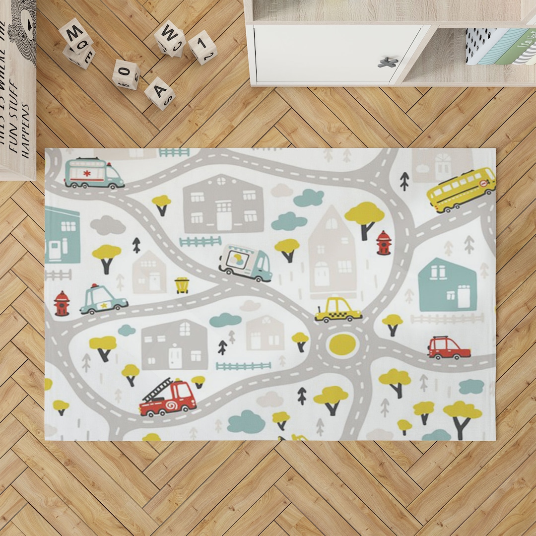 Baby City Map Rug, Roads and Transport Rug, Baby Map Rug, City Map Rug ...
