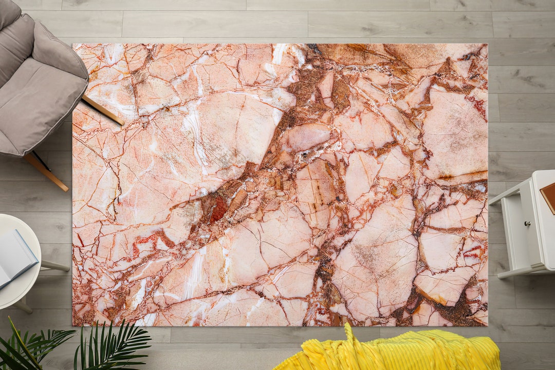 Pink and Brown Marble Rug, Pink Marble Rugs, Gold Marble Rug, Modern ...