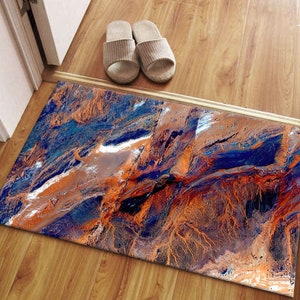 Abstract Marble, Navy Blue Rug, Brown Rugs, Modern Rugs, Marbling ...