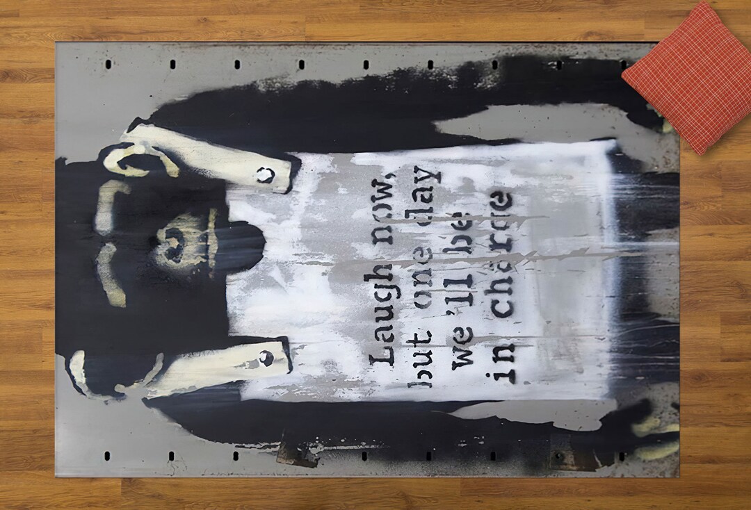 Banksy Monkey Rug, Laugh Now Rug, Monkey Rug, Abstract Rug, Colorful ...