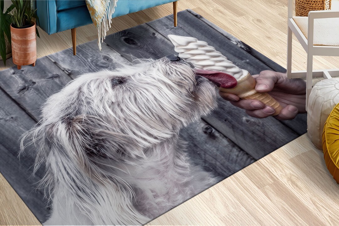 Dog Eating Ice Cream Rug, Dog Rugs, Cute Dog Lovely Dog Rug, Animal ...