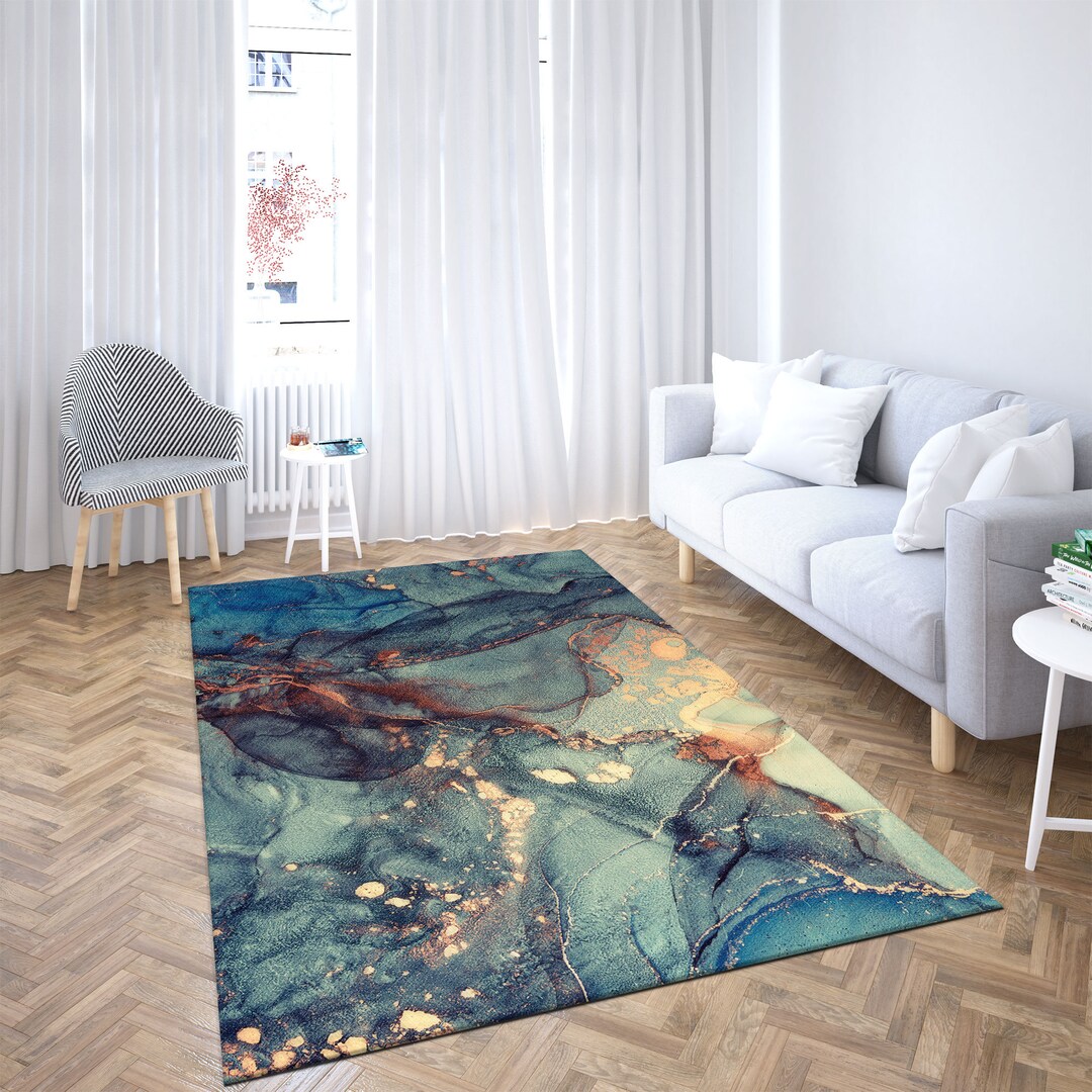 Green and Blue Marble Rug, Brown Marble Rugs, Blue Marble Rug, Marble ...