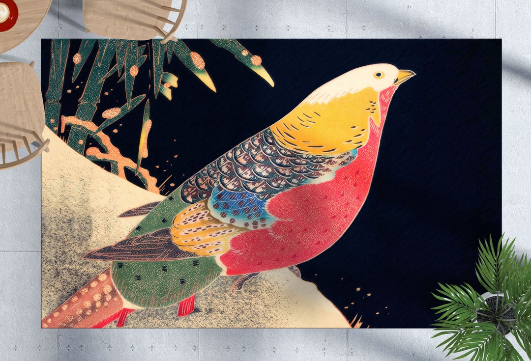 Japanese Art Bird Rug, Japanese Rug, Bird Rugs, Animal Rugs, Indoor Rug ...