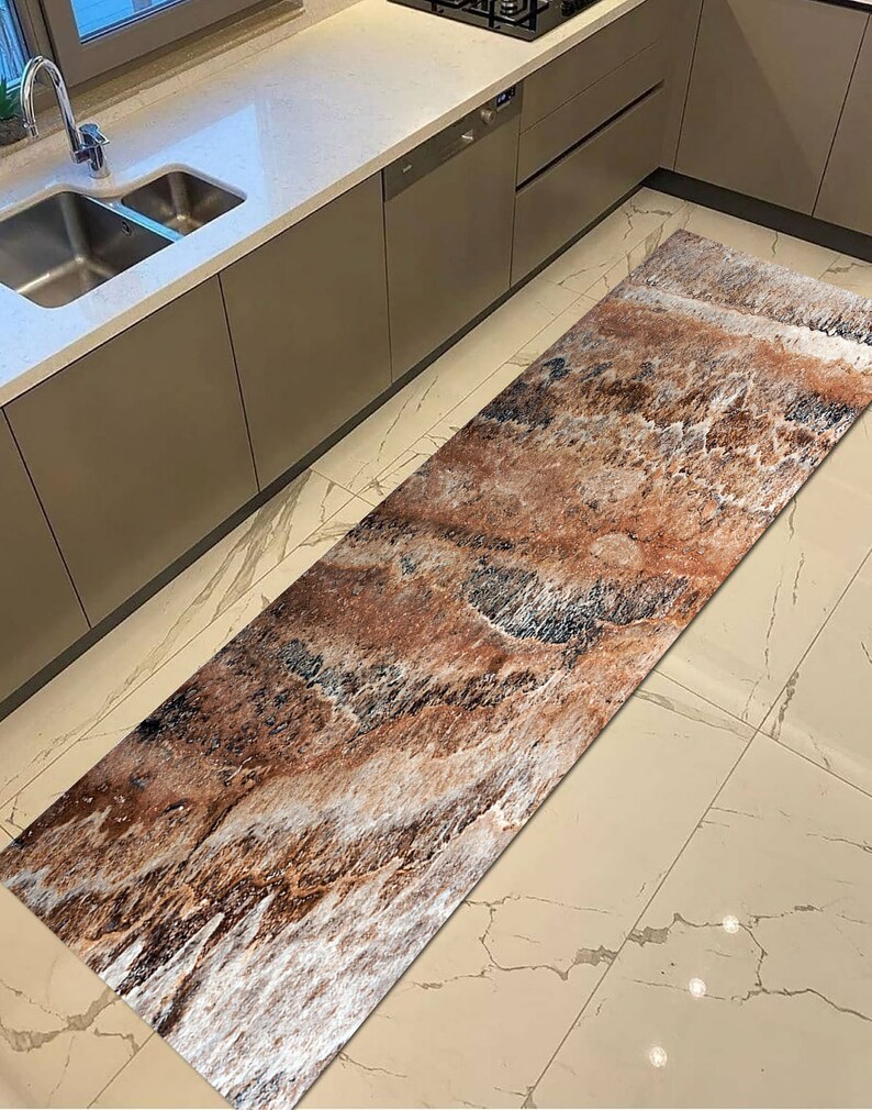 Brown Travertine Rug, Brown Marble Rug, Beige Rugs, Alcohol Ink Rugs ...