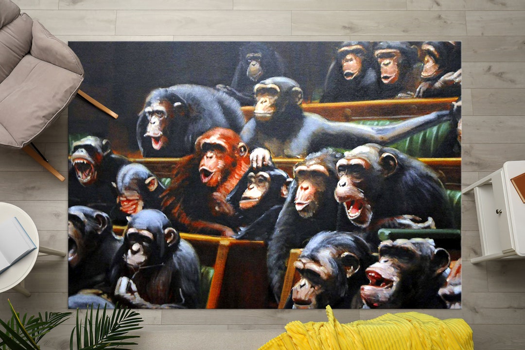 Banksy Monkeys Parliament Rug, Monkey Senators Rugs, Banksy Monkeys ...