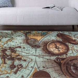 Antique World Map Rugs, Brass Pocket Compass Rugs, Vintage World Map ...