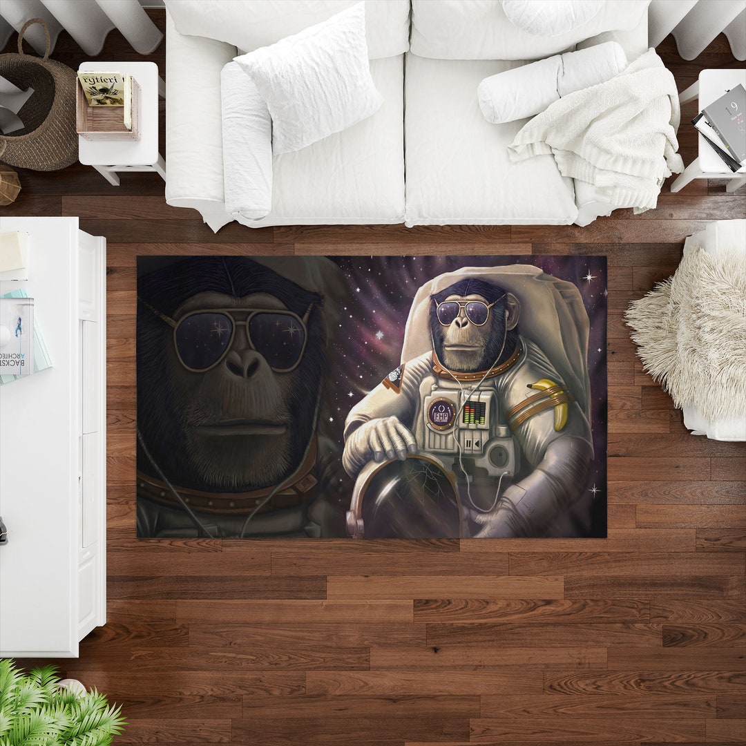 Astronaut Monkey Rug, Monkey Rugs, Abstract Space Rugs, Space Monkey ...