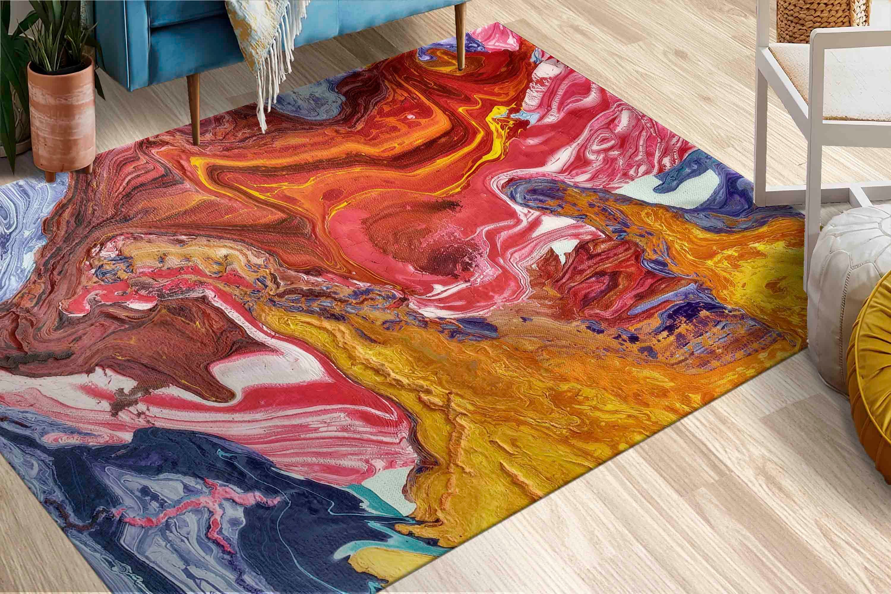 Colorful Abstract Rugs Colorful Modern Rugs Vived Rug - Etsy