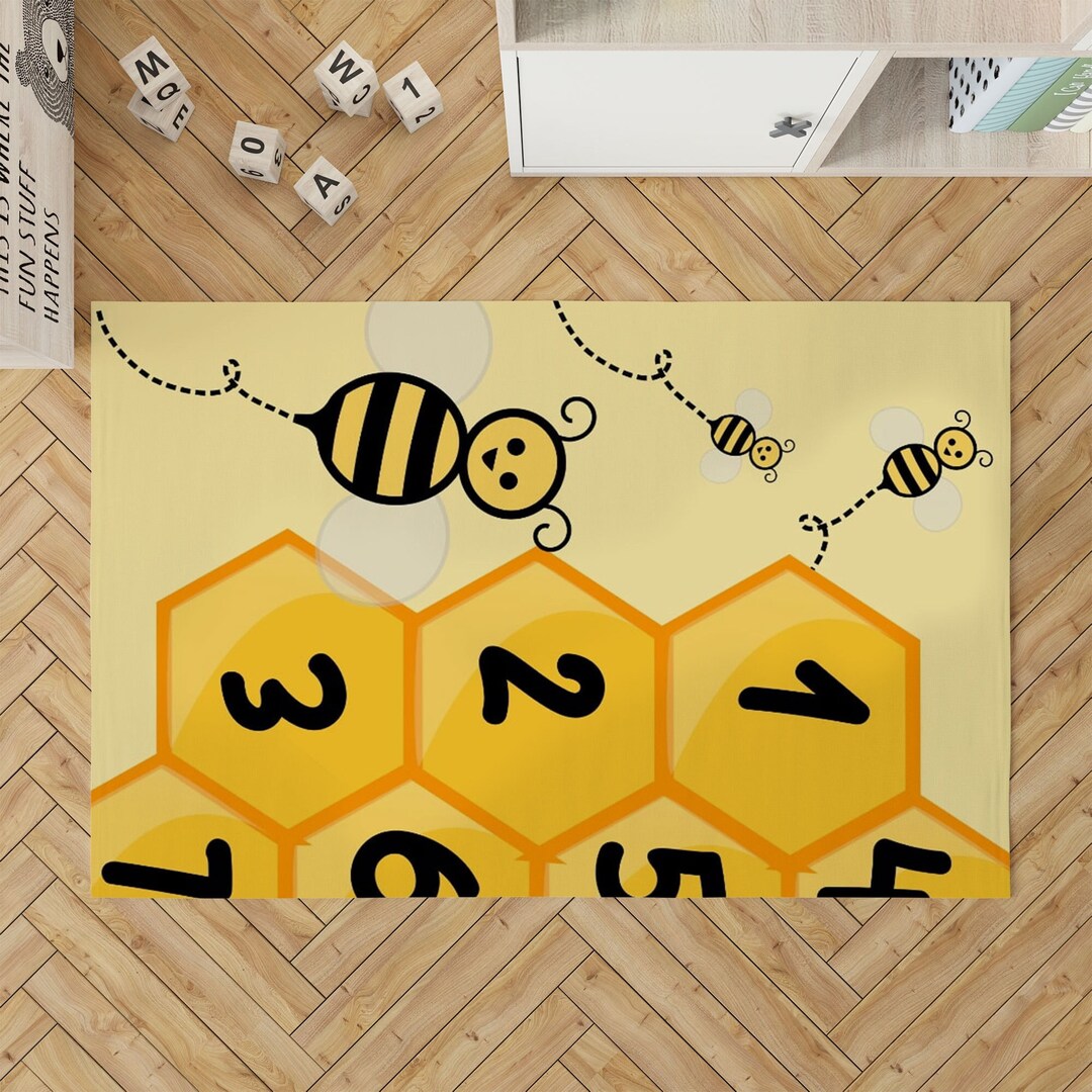 Bee Rug, Educational Rug, Numbers Rug, Kids Room Rugs, Thick Rug, Gift ...