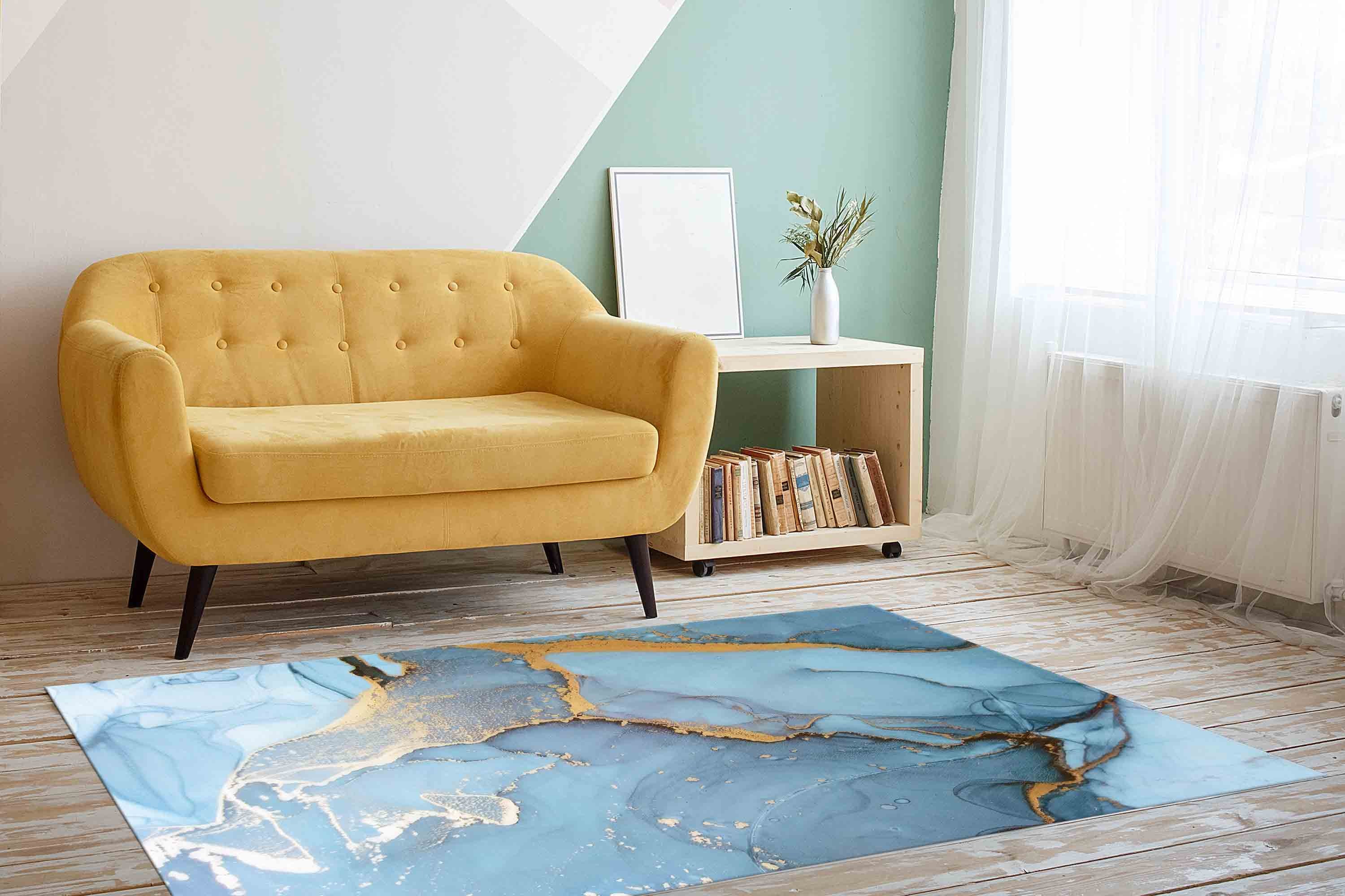 Blue and Gold Marble Rugs, Gold Marble Rug, Blue Marble Rugs, Modern ...