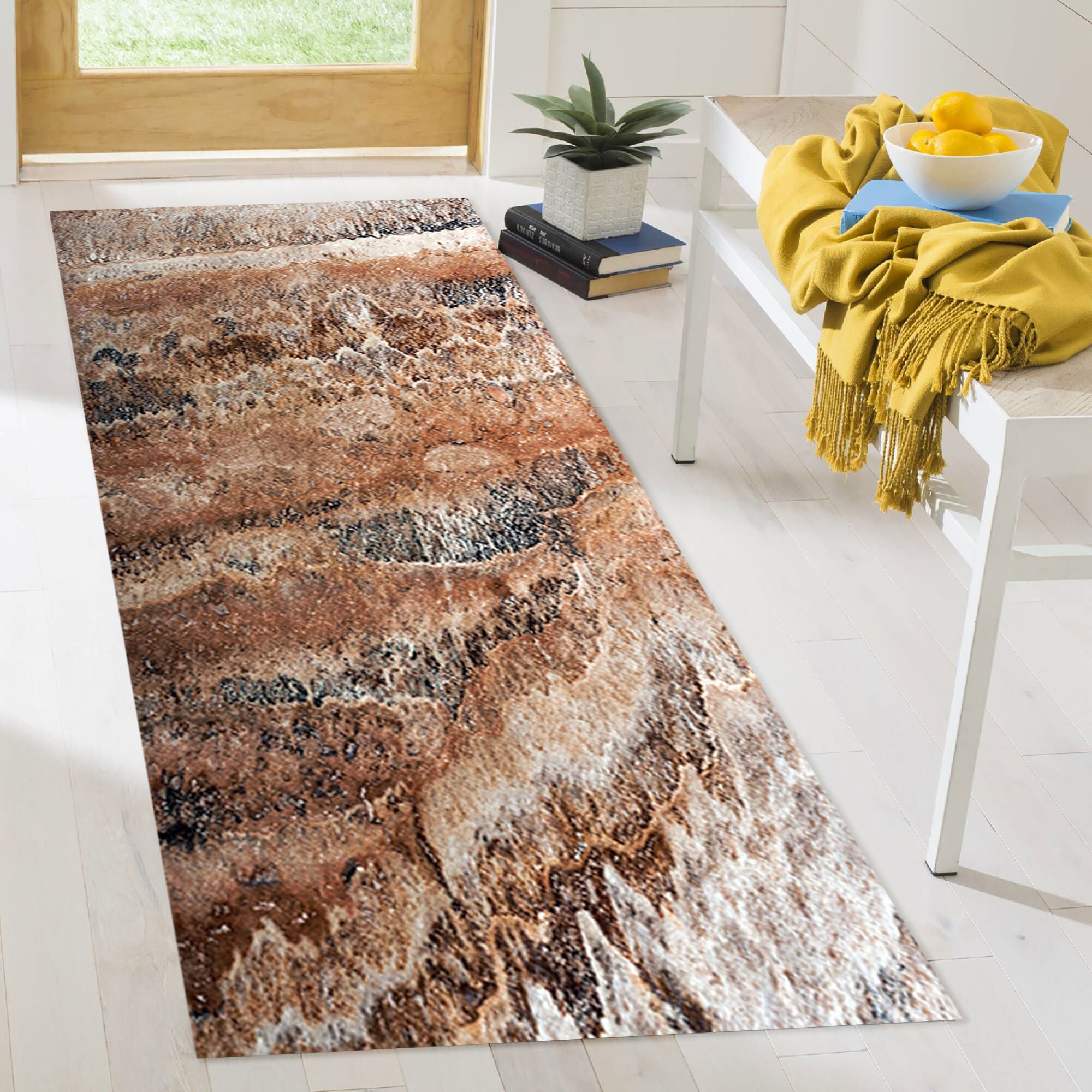 Brown Travertine Rug, Brown Marble Rug, Beige Rugs, Alcohol Ink Rugs ...