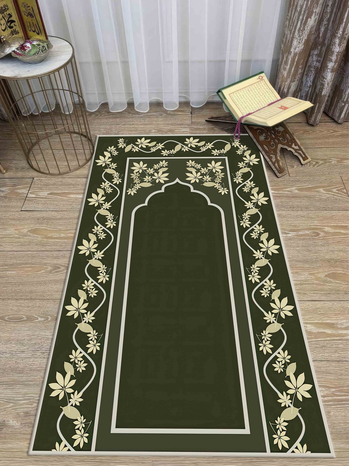 Green Prayer Rug Beige Prayer Rug Spiritual Rug Islamic - Etsy