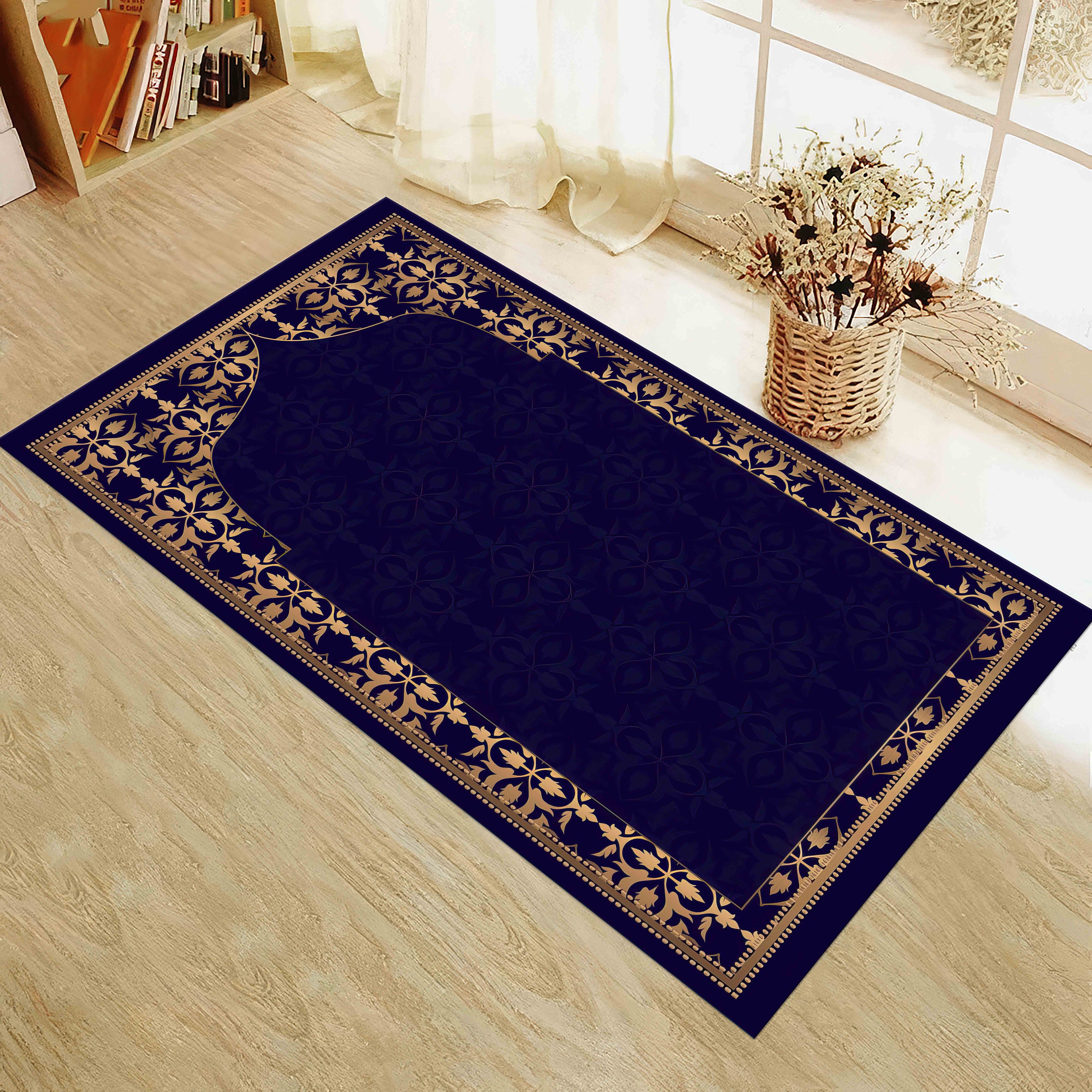 Navy Blue Prayer Rug, Gold Prayer Rug, Spiritual Rug, Personalized Rug ...