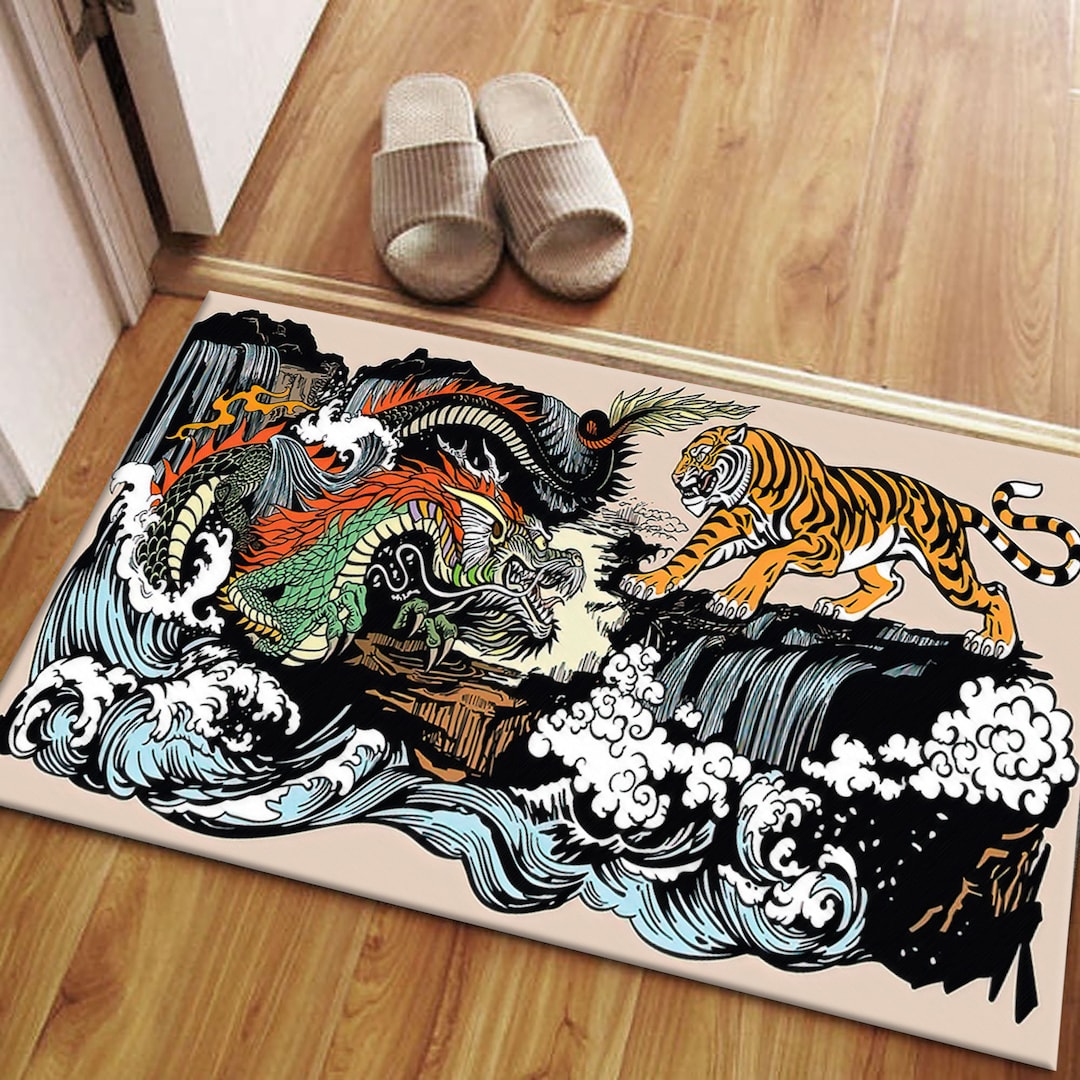 Japanese Rug, Utagawa Kuniyoshi Rugs, Dragon Vs Tiger Rugs, Yin Yang ...