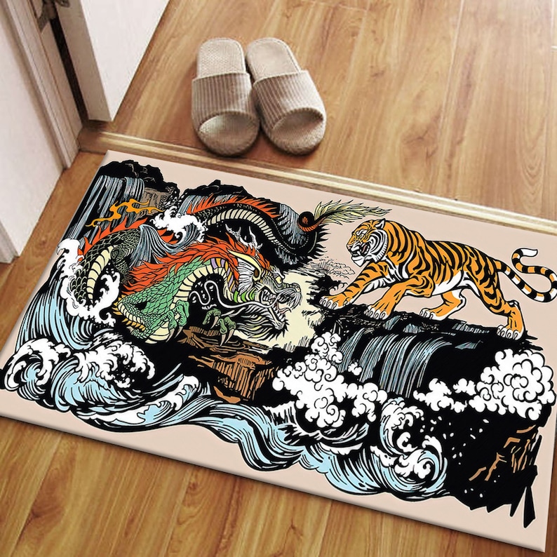 Japanese Rug, Utagawa Kuniyoshi Rugs, Dragon Vs Tiger Rugs, Yin Yang ...