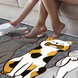 Abstract Cat Rug, Cat Rugs, Cat Lover Gift Rug, Animal Rugs ...