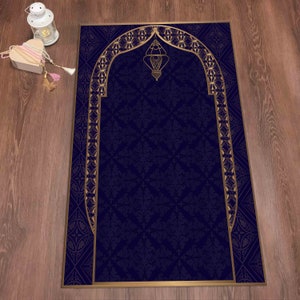 Navy Blue Prayer Rug, Religious Rug, Prayer Rug, Worship Rug, Islamic ...