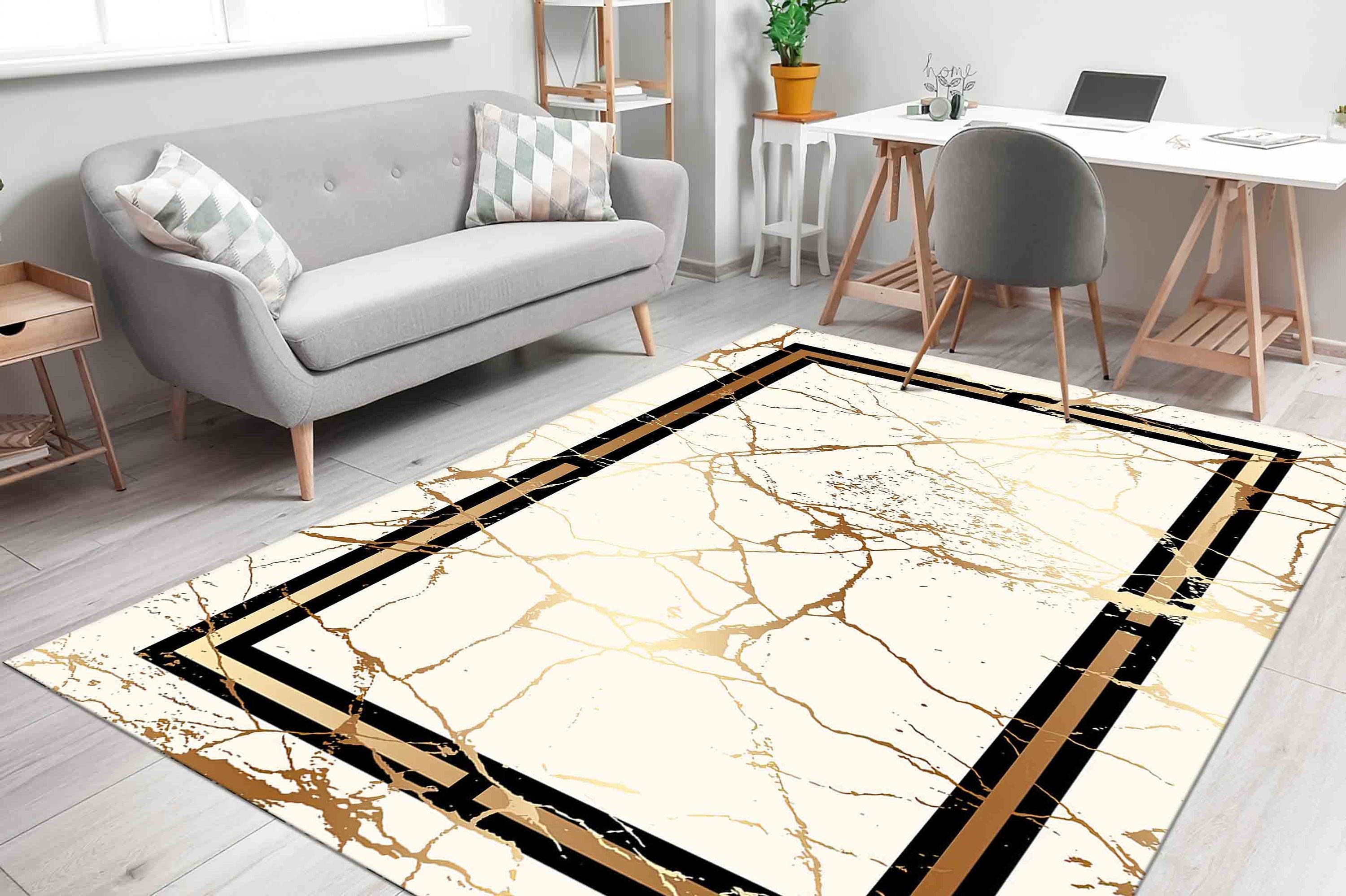 Gold Marble Rug, Black and Gold Rugs, Trendy Rugs, Alcohol Ink Rug ...