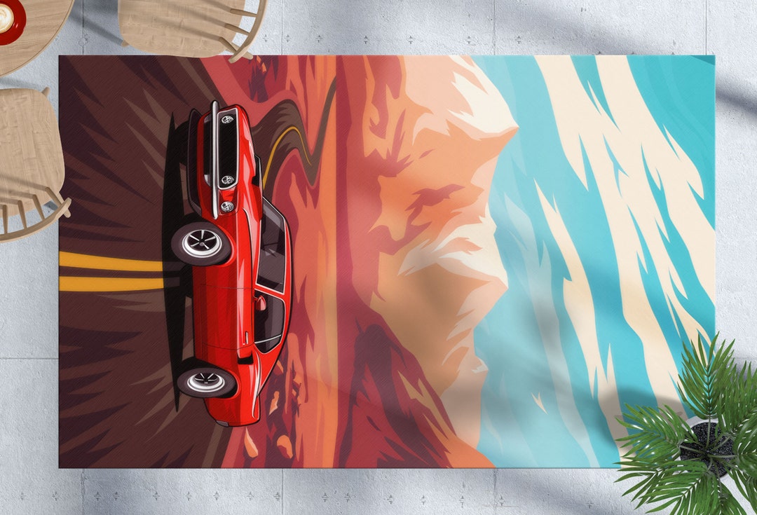 Retro American Muscle Car Rugs, Vintage Car Rugs, American Rug, Car ...