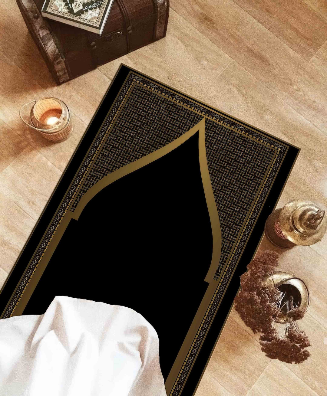 Gold Prayer Rug, Black Rug, Religious Rug, Gift Rug, Islamic Rug ...