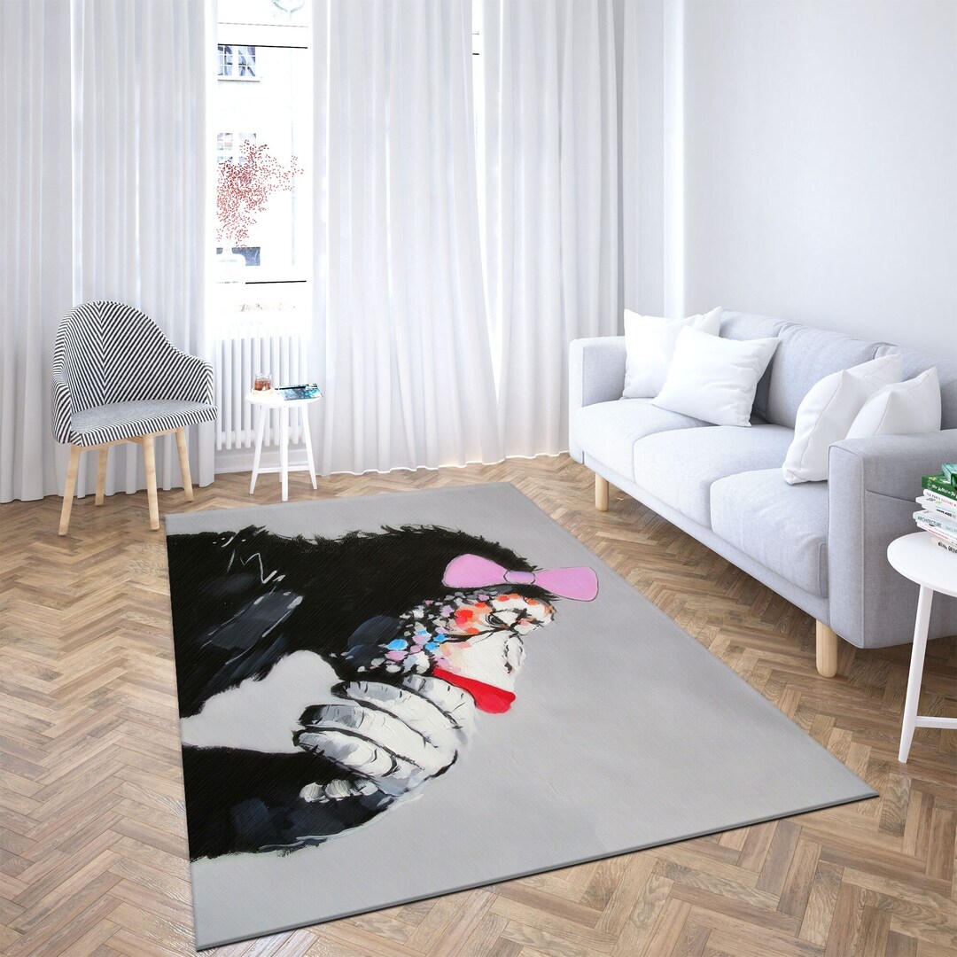 Thinking Woman Monkey Rug, Monkey Rug, Modern Rugs, Animal Rug, Accent ...
