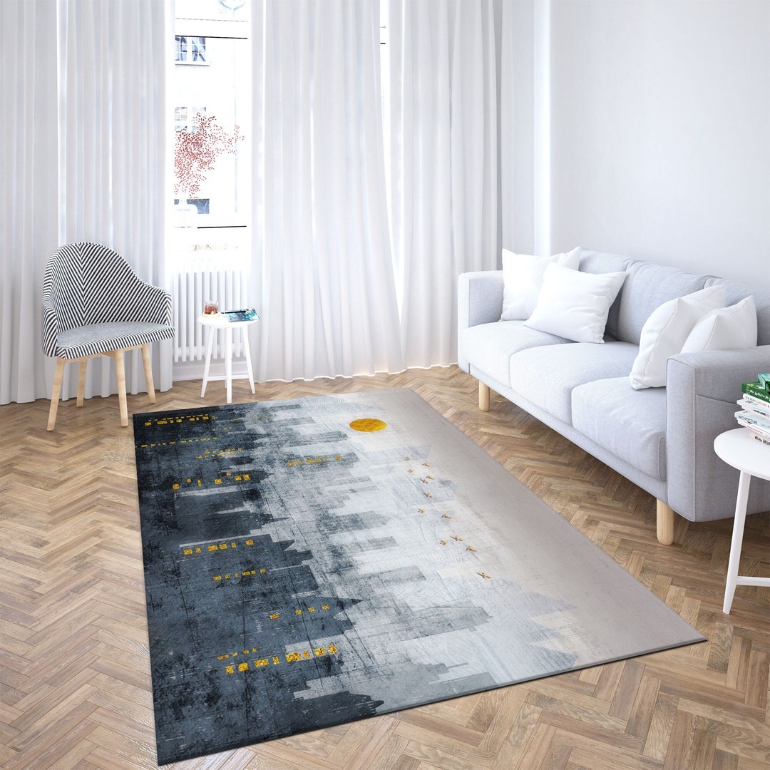 Abstract City Landscape Rugs, City Silhouette Rugs, Citscape Rug ...
