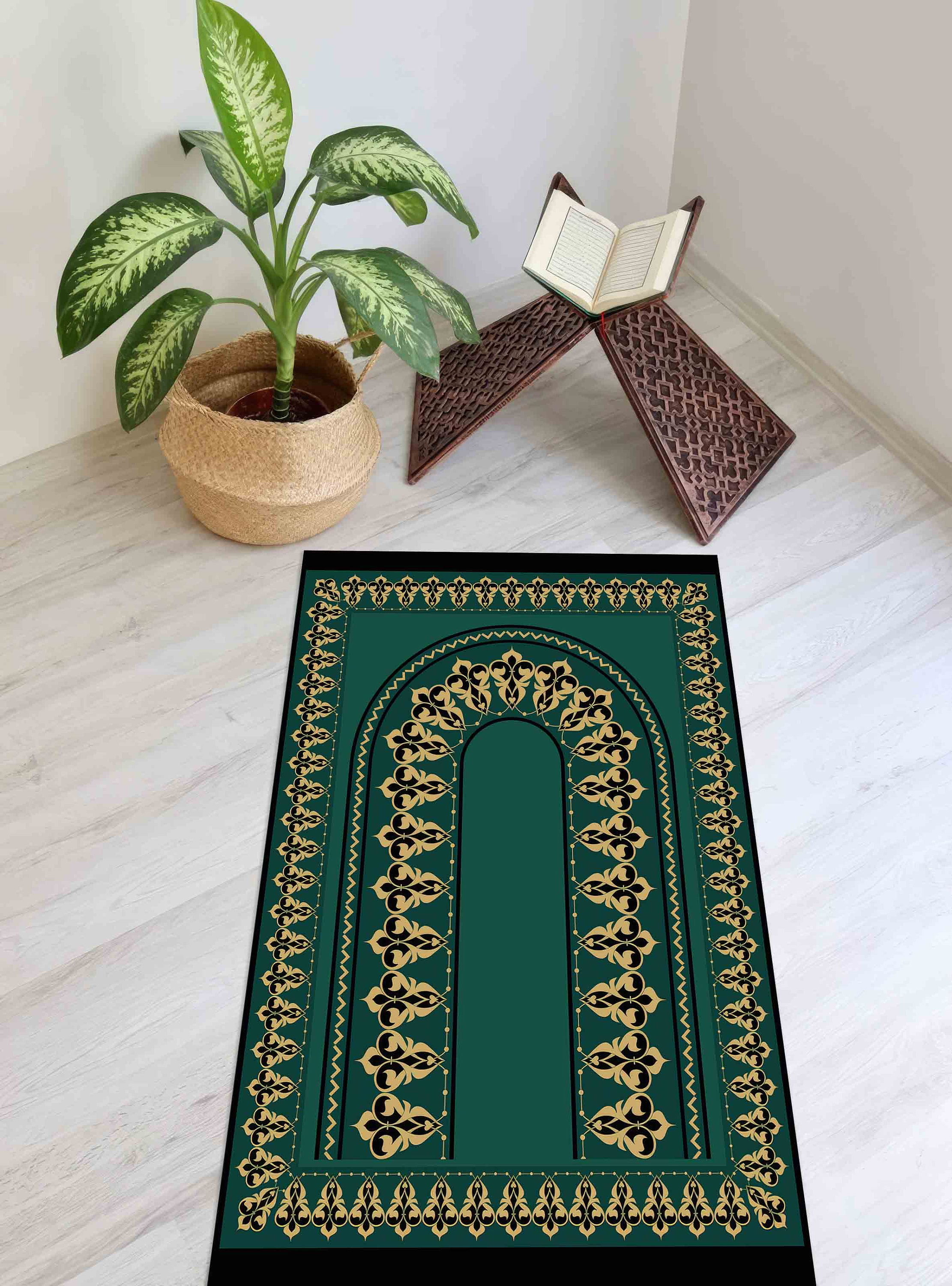Green Prayer Rug, Yellow Prayer Rug, Prayer Rug, Islamic Rug, Religious ...