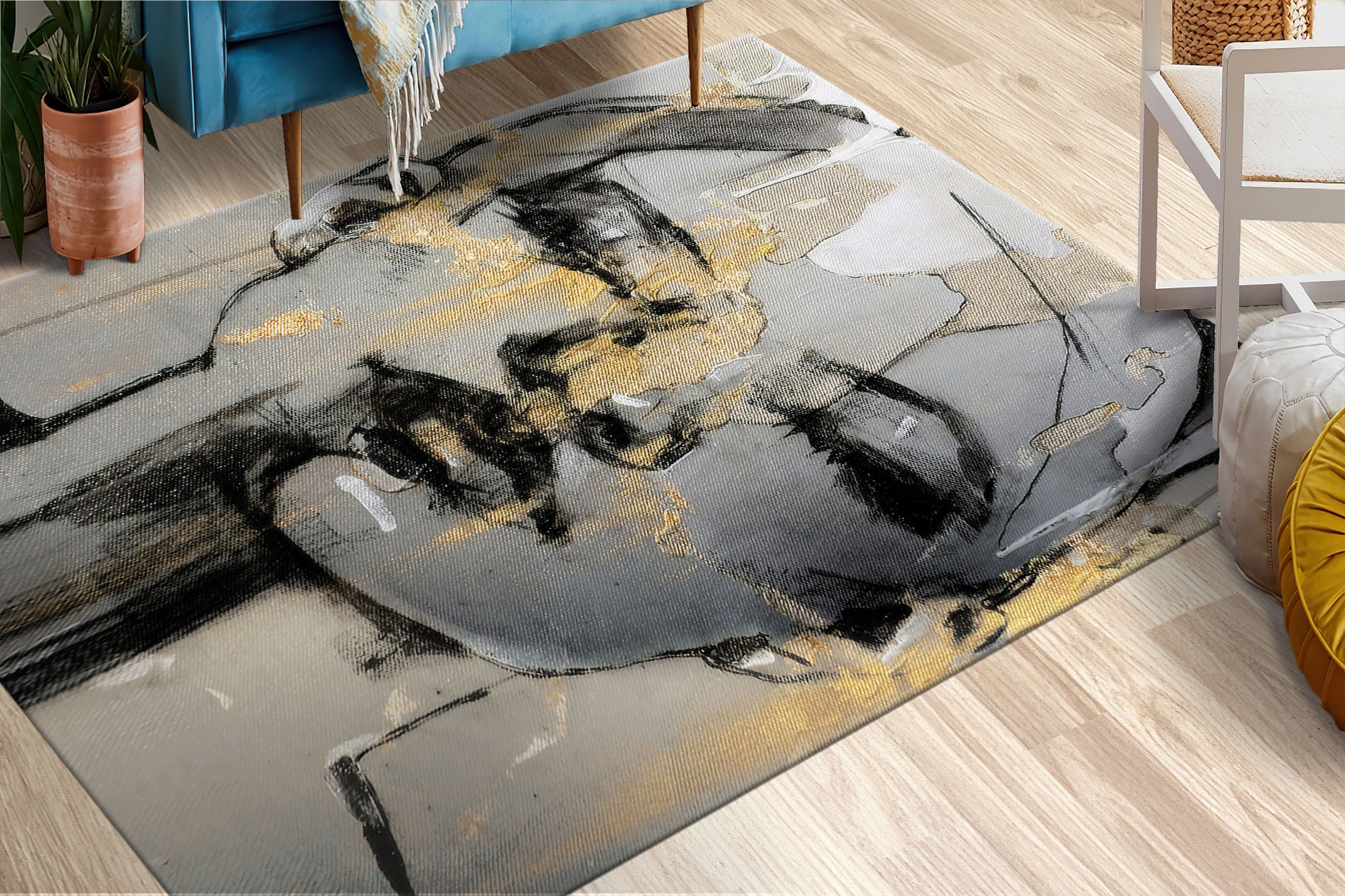 Abstract Woman Face Rug Gold Woman Rug Woman Portrait Rug - Etsy