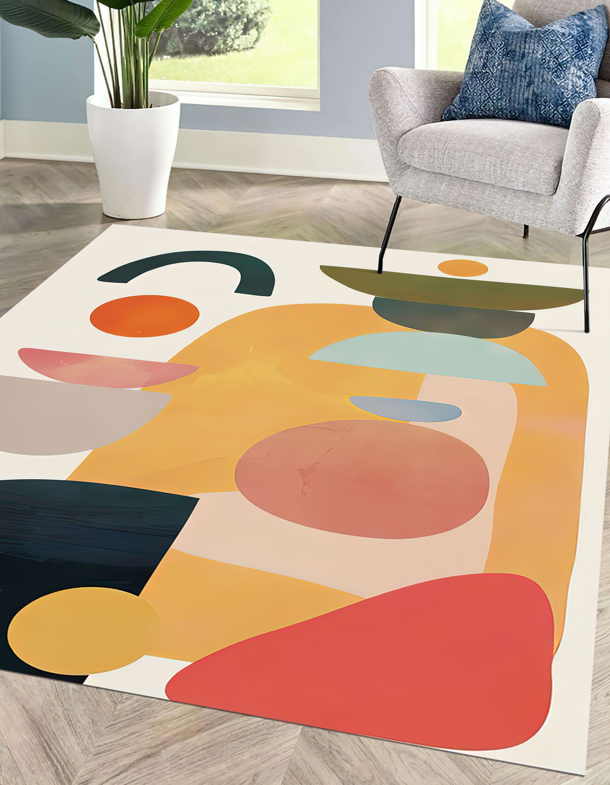Nordic Scandinavian Rug, Minimal Pattern Rug, Abstract Shape Rug ...