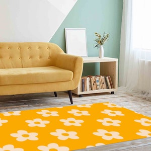 Daisy Rugs, Yellow Rug, Abstract Rug, Floral Rugs, Salon Decor Rug ...