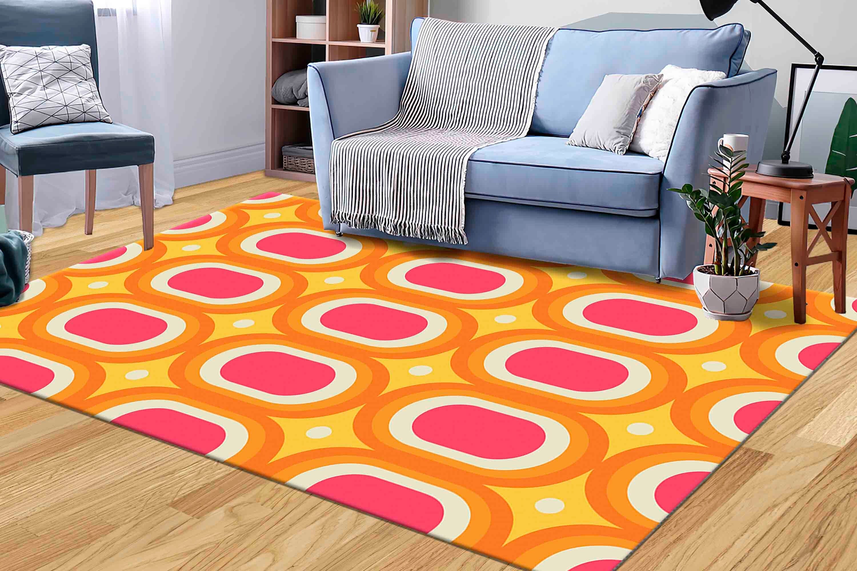 Retro Rug, 70s Rug, Psychedelic Rug, Modern Rugs, Nursery Rug, Wall ...