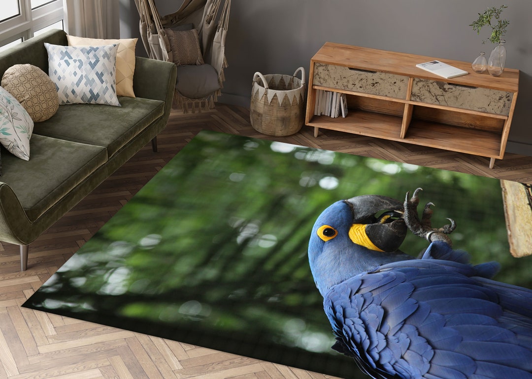 Blue Parrot Rug, Wild Parrot Rug, Contemporary Rugs, Animal Rugs, Home ...