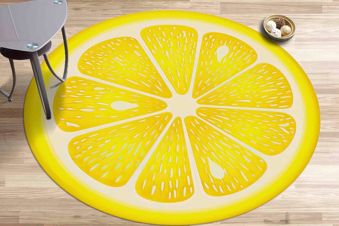 Lemon Round Rugs, Lemon Rugs, Kitchen Rugs, Modern Rug, Saloon Rug ...