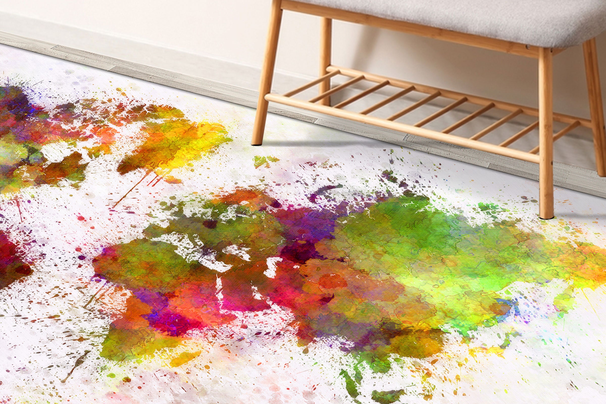 Colorful Abstract World Map Rugs, Abstract Map Rug, Colorful Rugs, Map ...